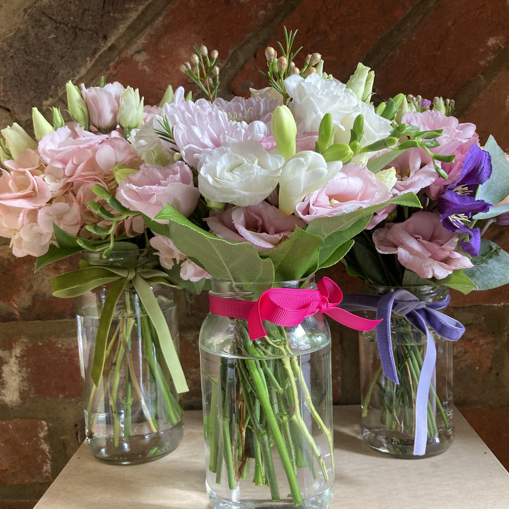 Mini Flower Posies Trio of Jars – Devine Flowers